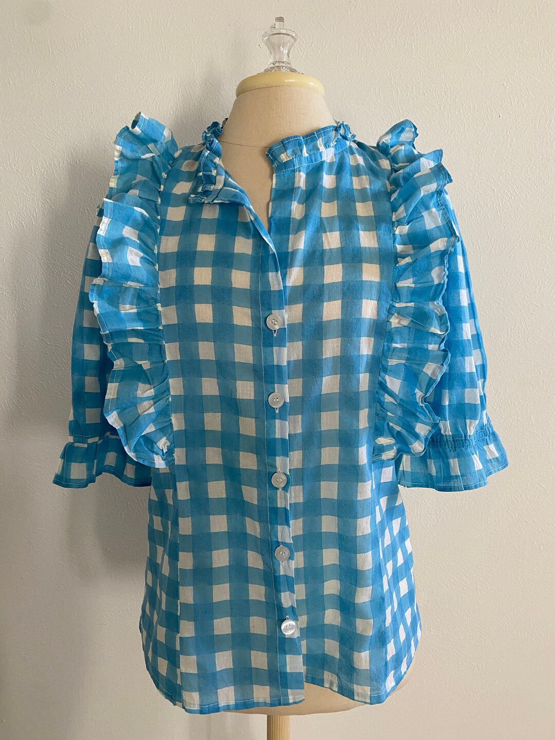 Tuckernuck Hartley Top Cornflower Blue Gingham Cotton Size Small - Etsy