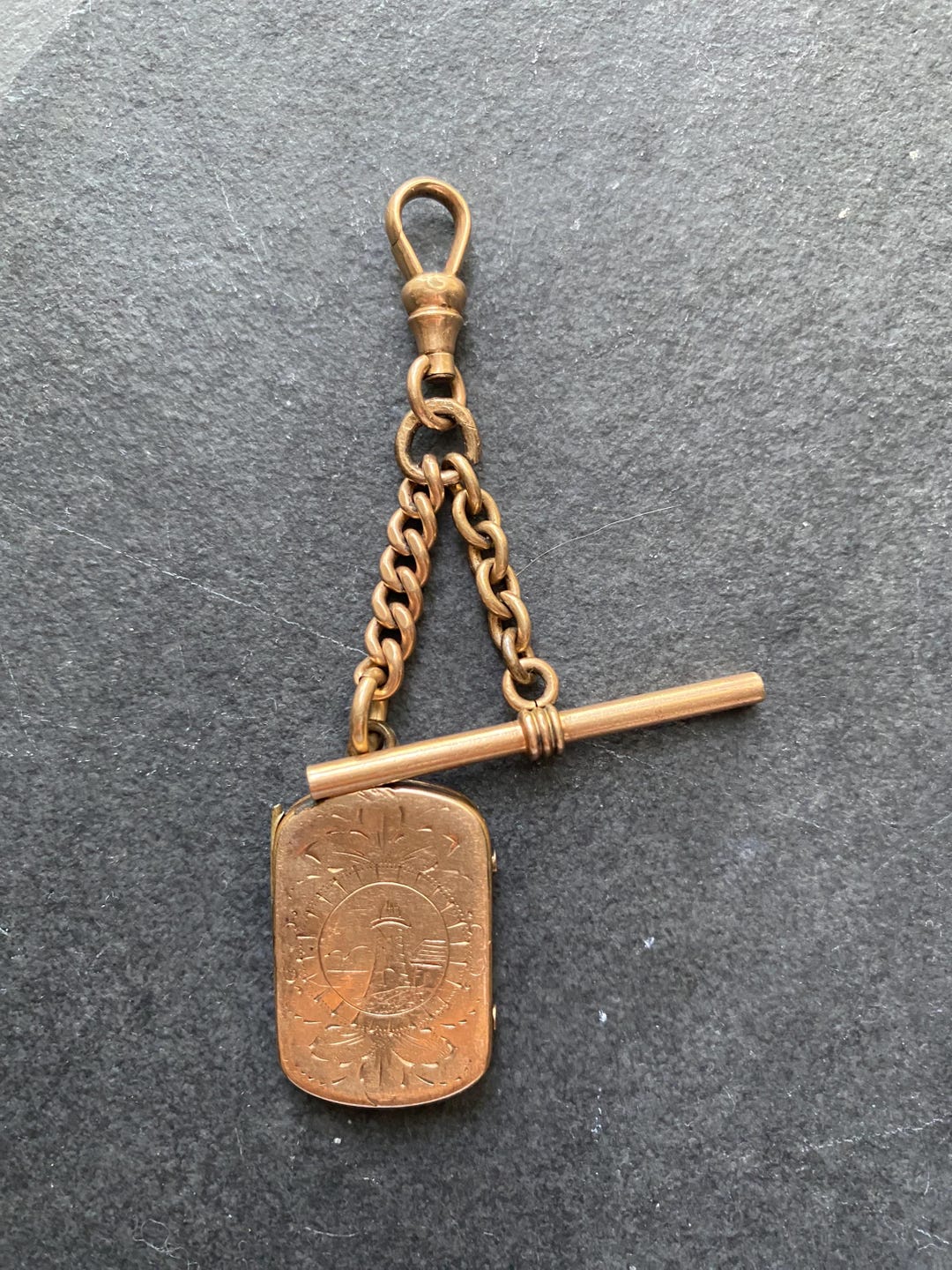Antique Victorian Hand Embossed Locket and Watch T Bar / Bird Necklace ...