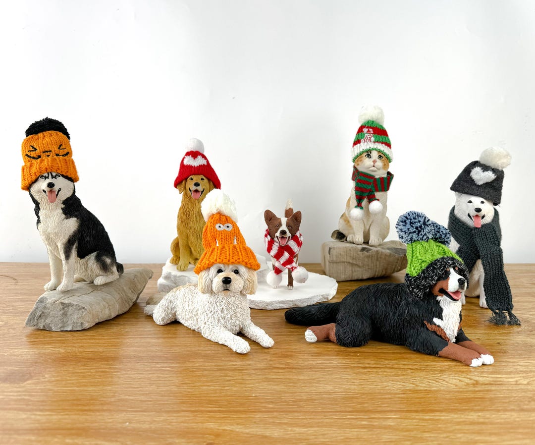 Custom Puppy Party Figurines With Hat & Scarf,personalized Dog Clay ...