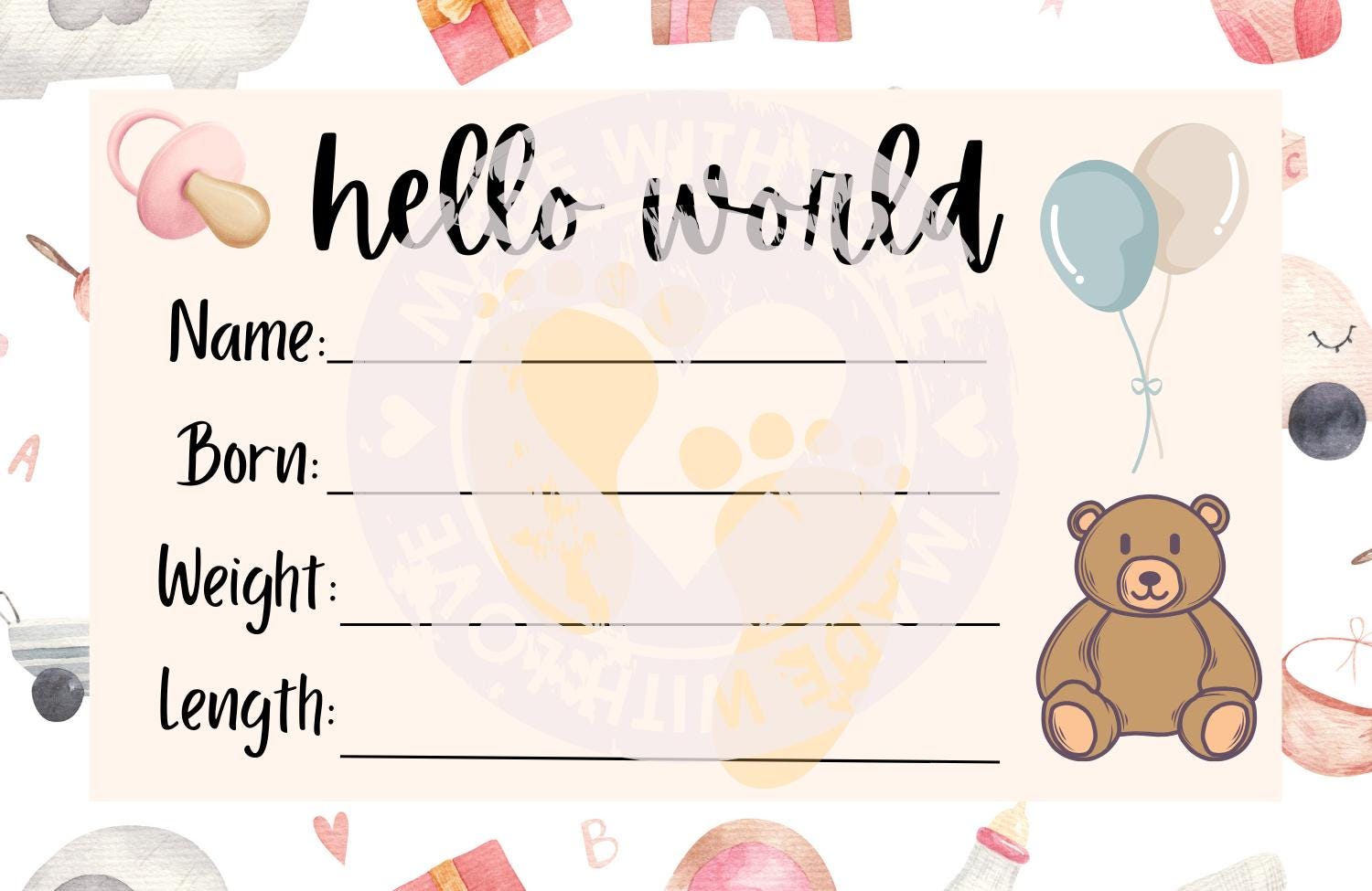 Printable Crib Card and Birth Certificate - Etsy