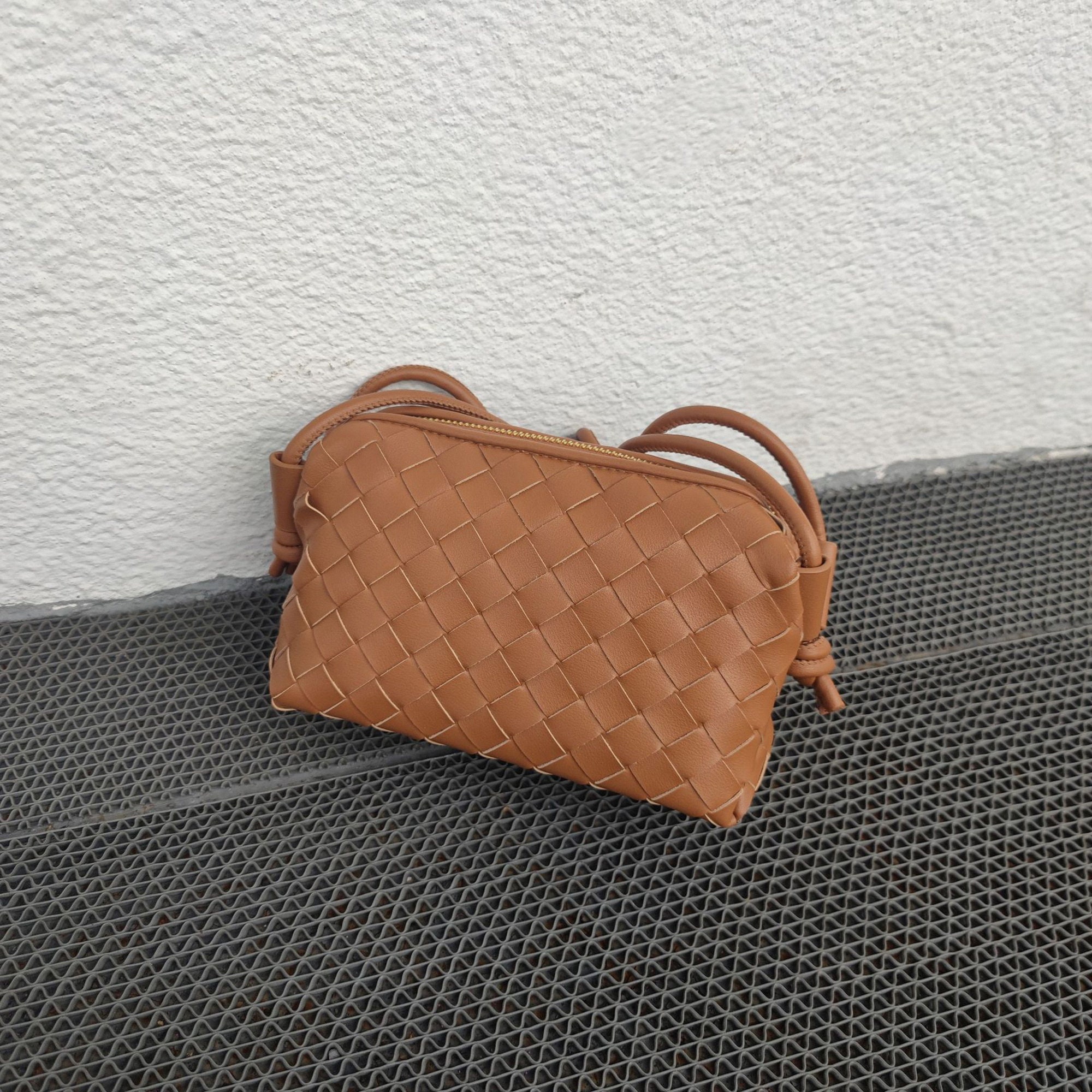 Small Leather Woven Bags, Weaved Leather Shoulder Bag, Leather Sling ...