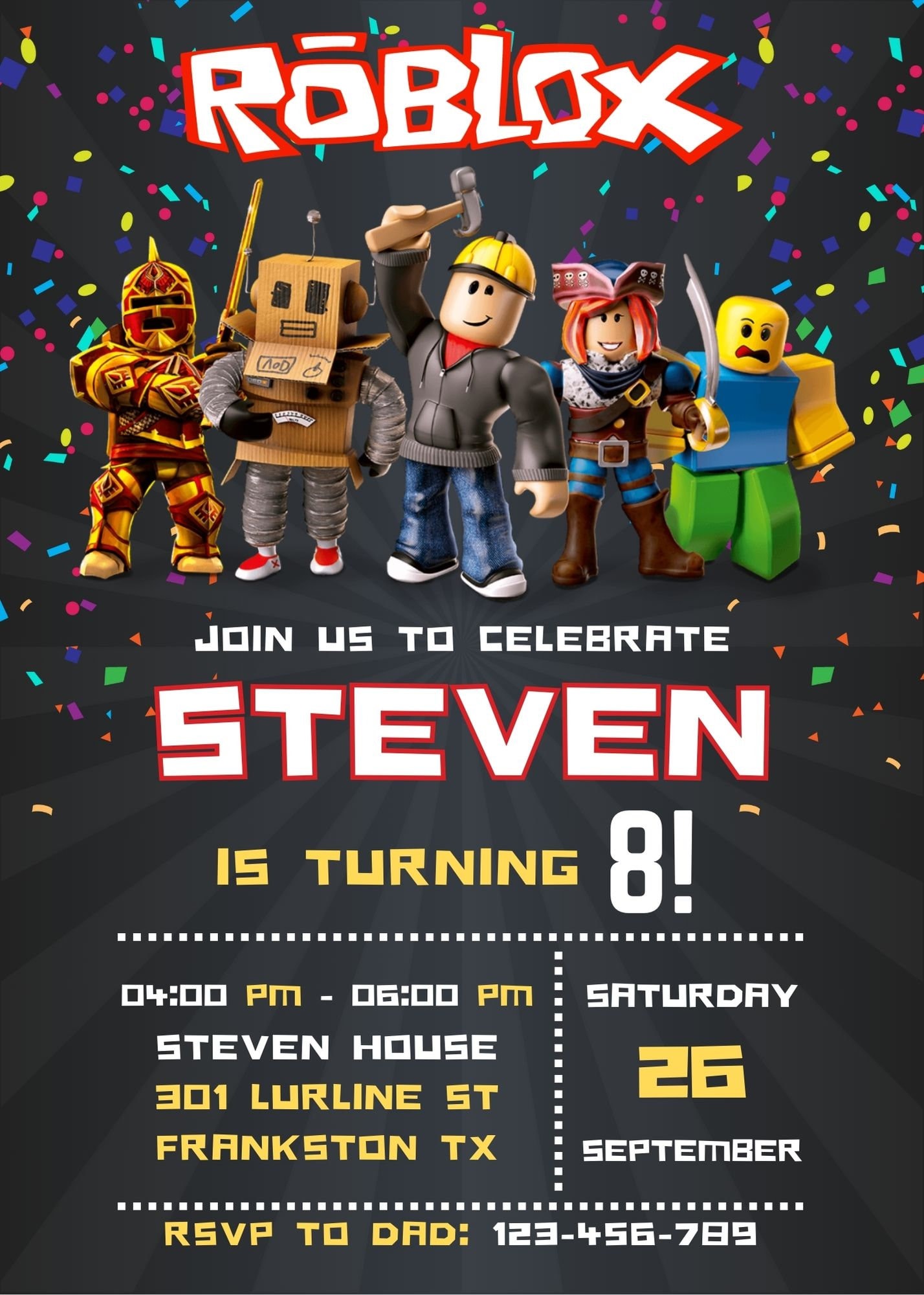 Invitación de Roblox, invitación de Roblox, fiesta de juegos, plantilla ...