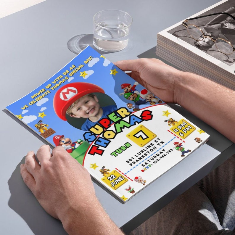 Invitación de Mario Bros, invitación de cumpleaños de Super Mario ...