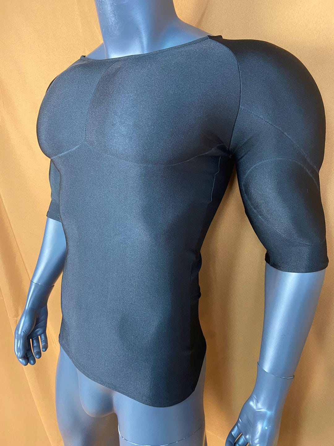 Black Muscle Suit Fake Muscle Chest T-shirt Fake Shoulder Custom ...