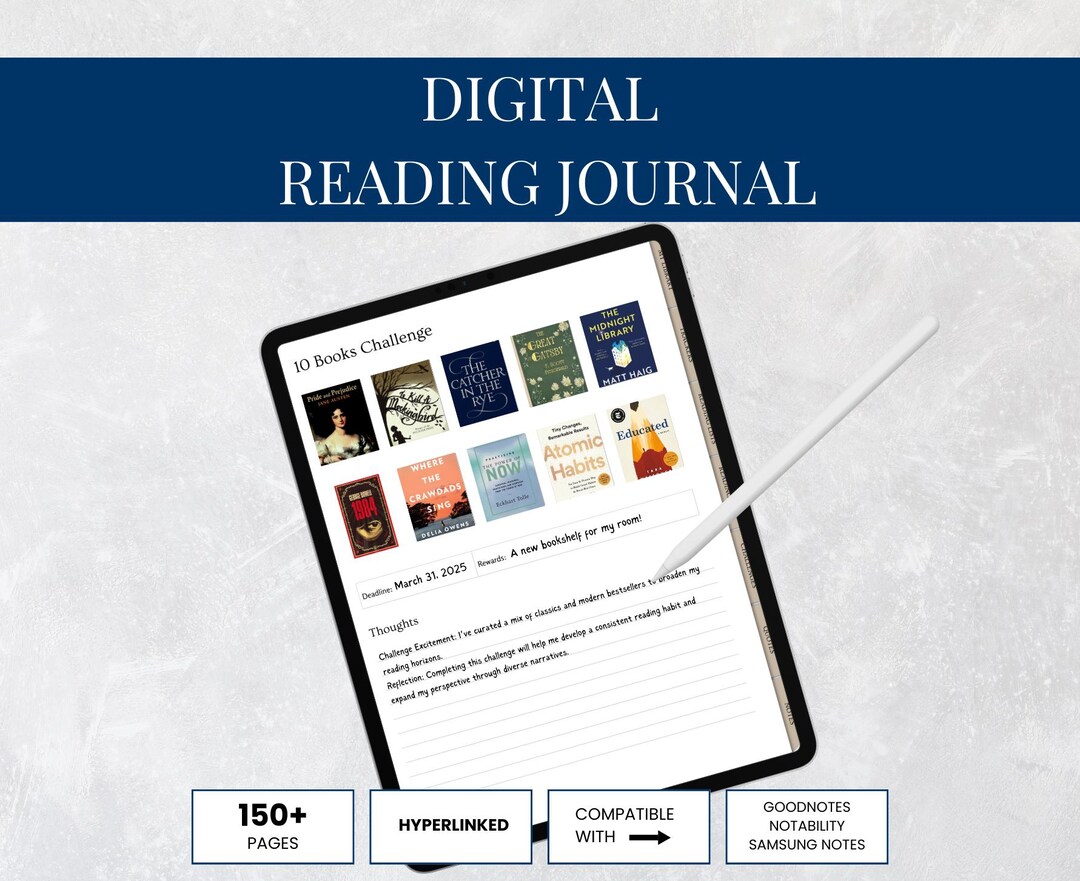 Digital Reading Journal: Book Tracker, Reviews, and Logs (PDF) - Etsy