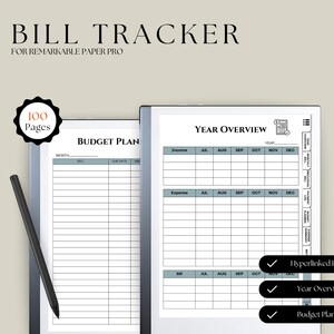Digital Bill Tracker: Hyperlinked Budget Planner for Remarkable Paper ...