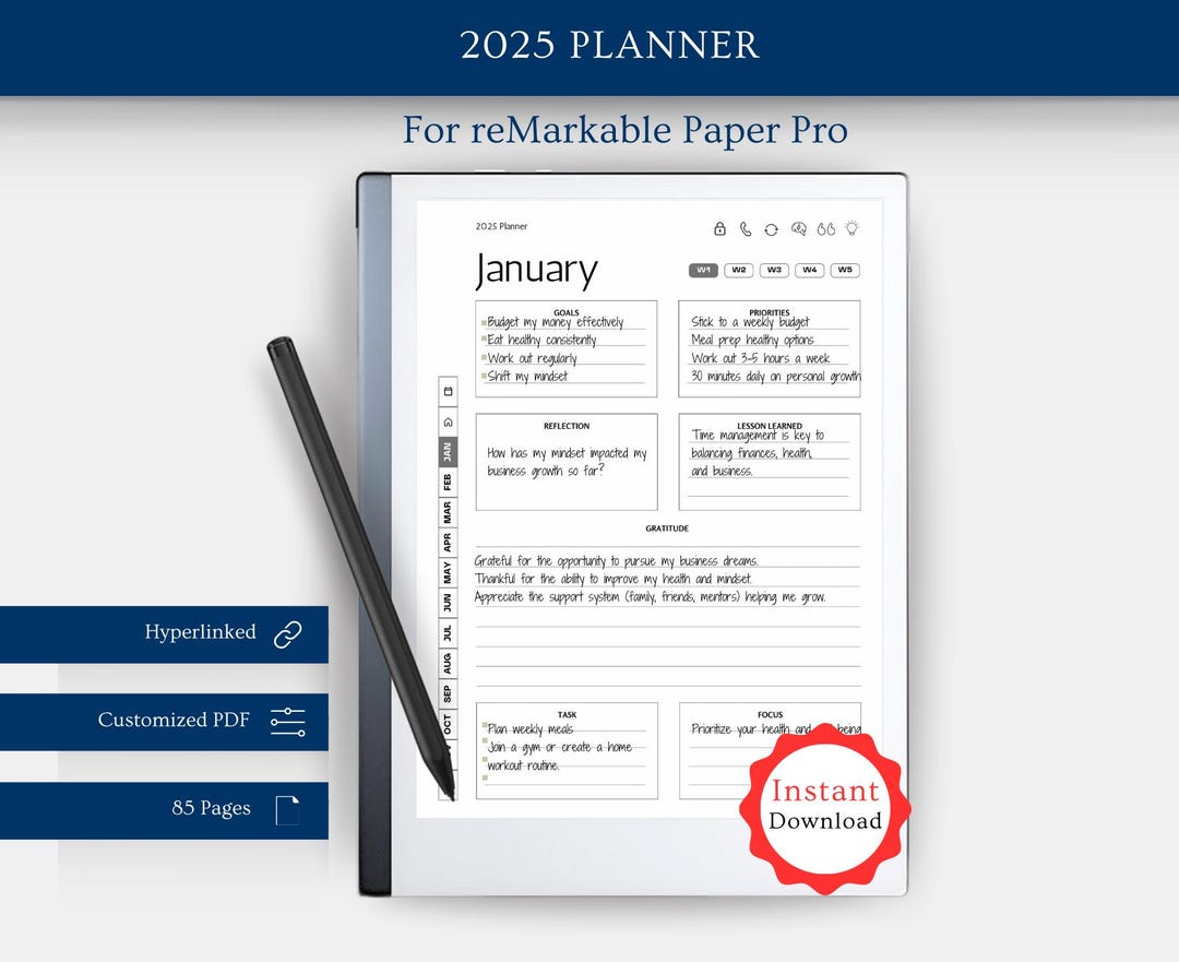 2025 Planner for Remarkable Paper Pro, Remarkable Templates, Remarkable ...