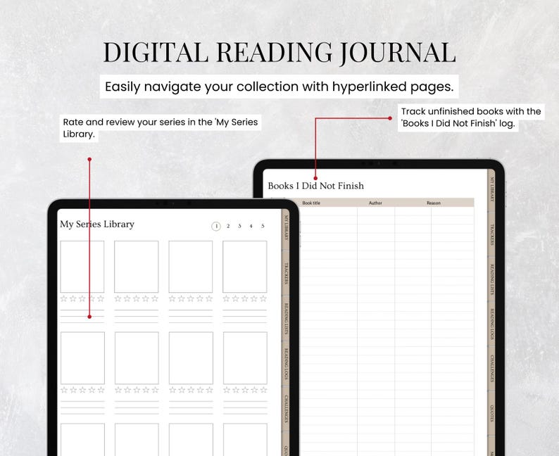 Digital Reading Journal: Book Tracker, Reviews, and Logs (PDF) - Etsy