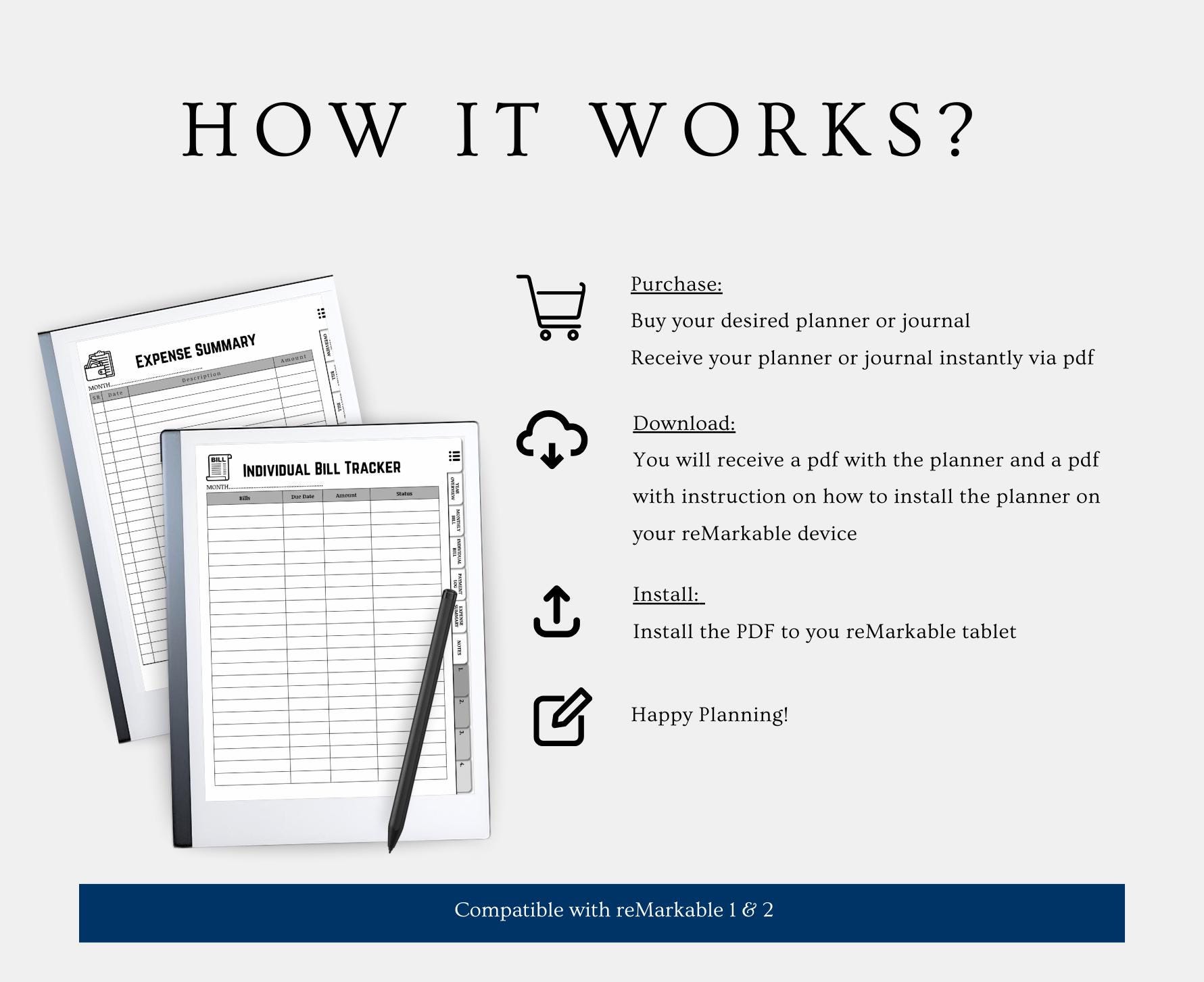 Remarkable Budget Planner: Digital Bill & Expense Tracker (PDF) - Etsy