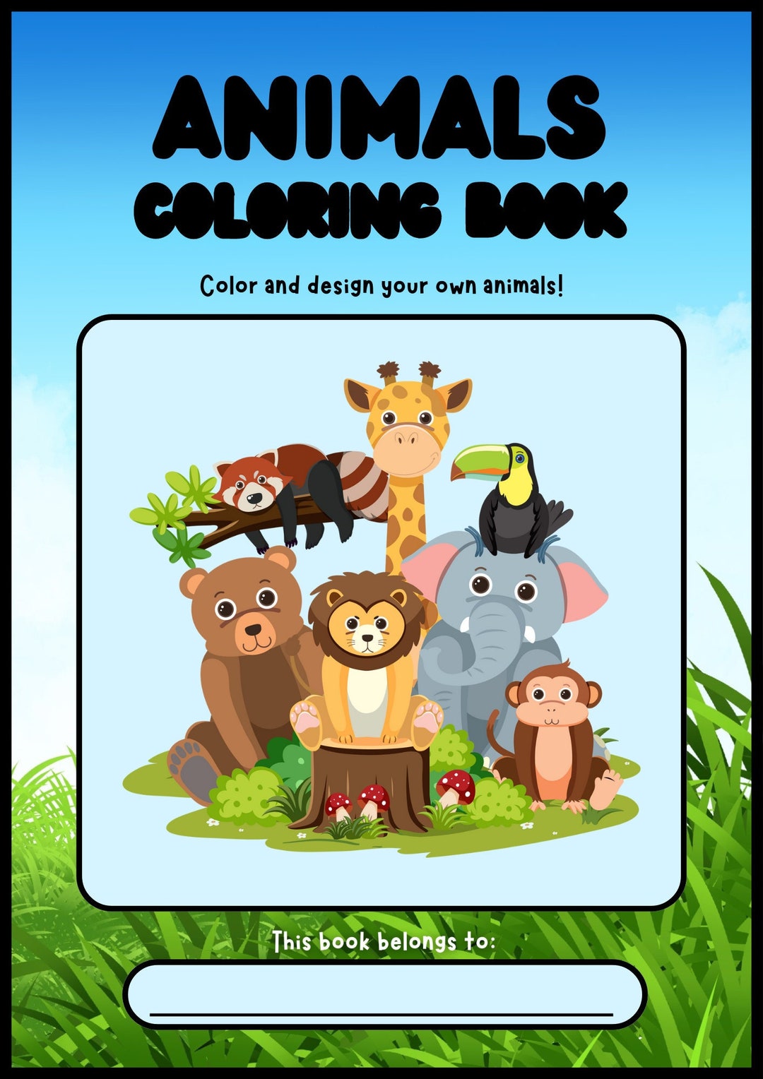 20 Pages Animals Coloring Book Editable Template,coloring Books,kids ...