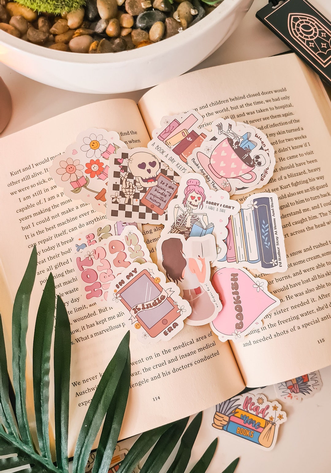 Bookish Sticker Bundle - Kindle Decals and Stickers - Cute Book ...