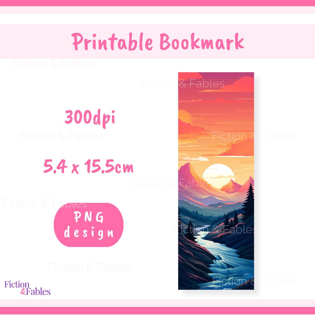 Printable Sunrise Bookmark - PNG Design - Nature Bookmark Design DIY - Etsy