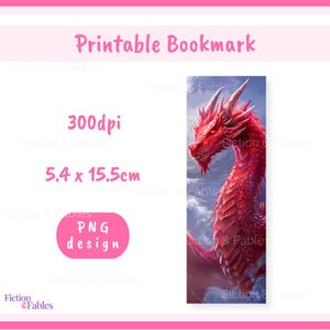 Printable Red Dragon Bookmark - PNG Design - Fantasy Dragon Bookmark ...