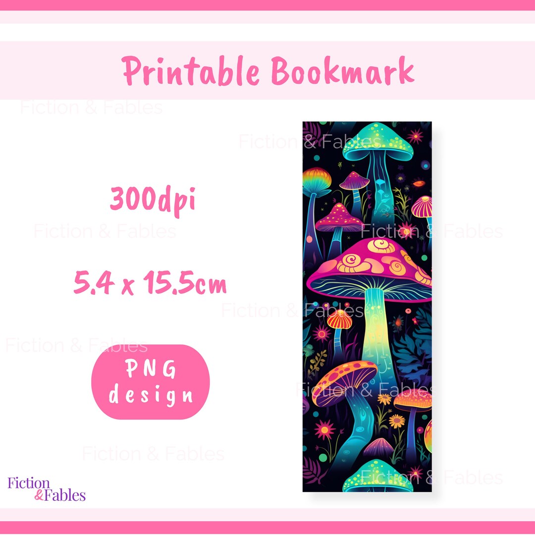 Printable Psychedelic Mushroom Bookmark - PNG Design - Colourful ...