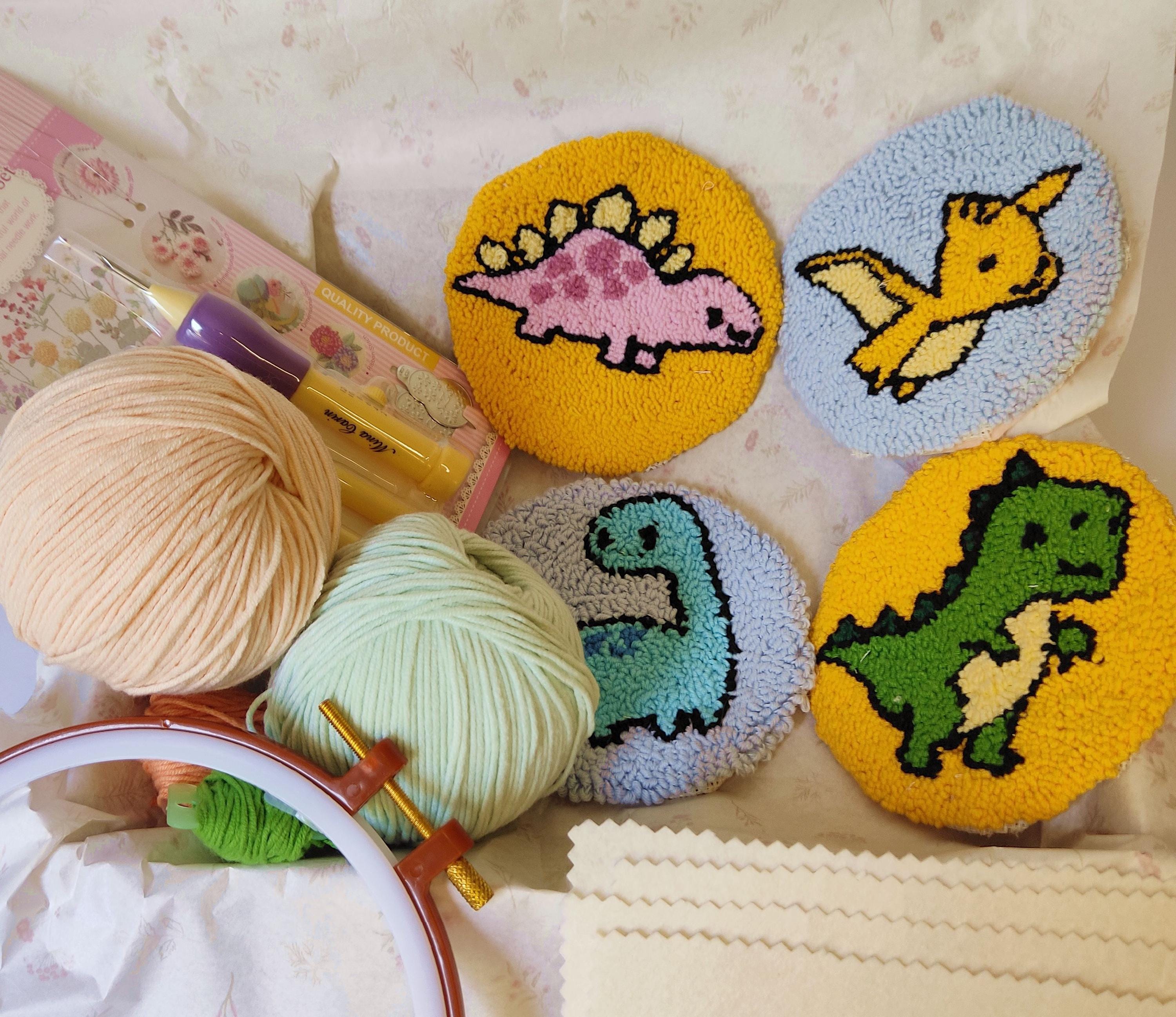 4 Pieces Dinosaur Punch Coasters Diy Kit ,cute Mug Mat for Boys Room ...