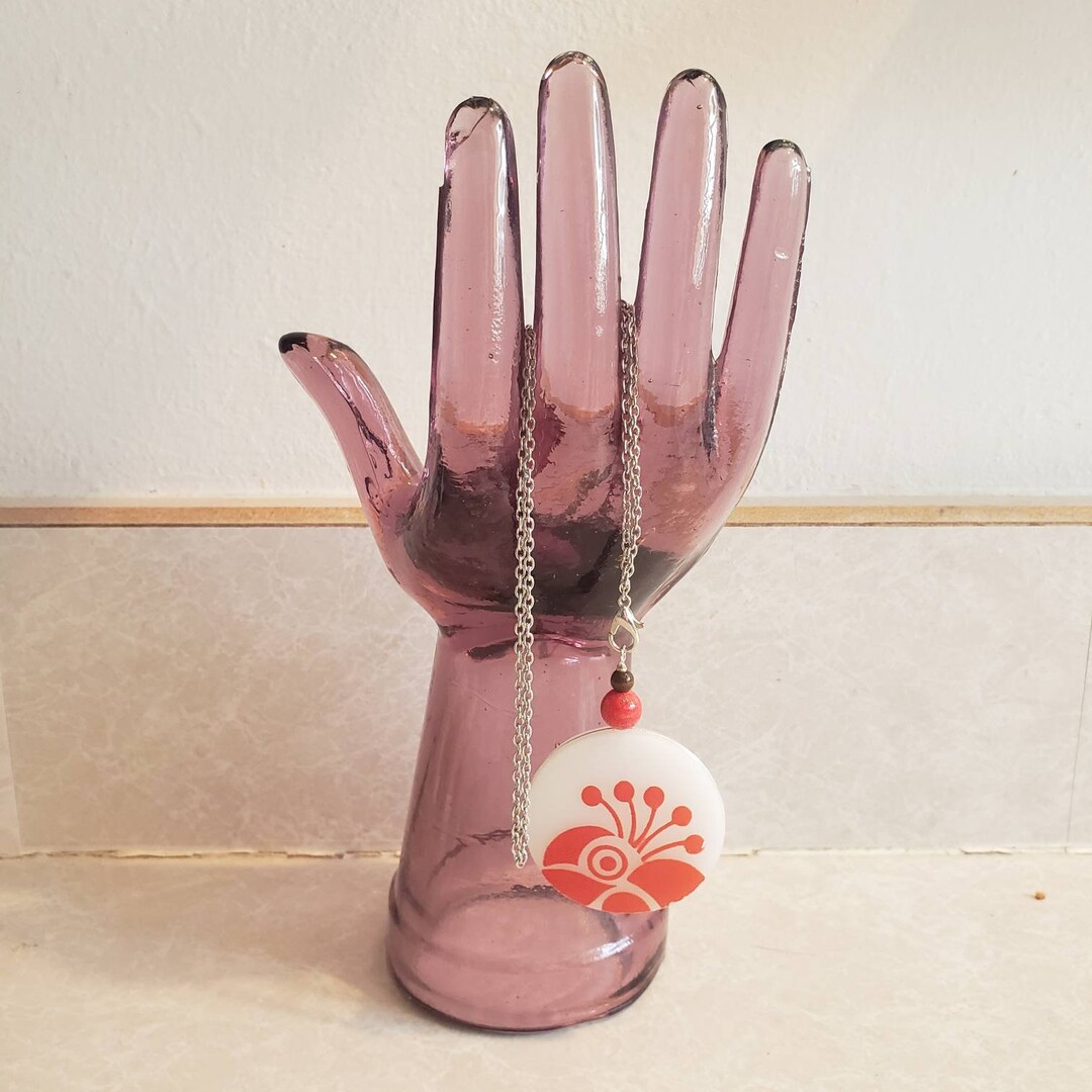 Sensational Agee Pyrex Folk Art Upcycled Necklace Pendant - Etsy