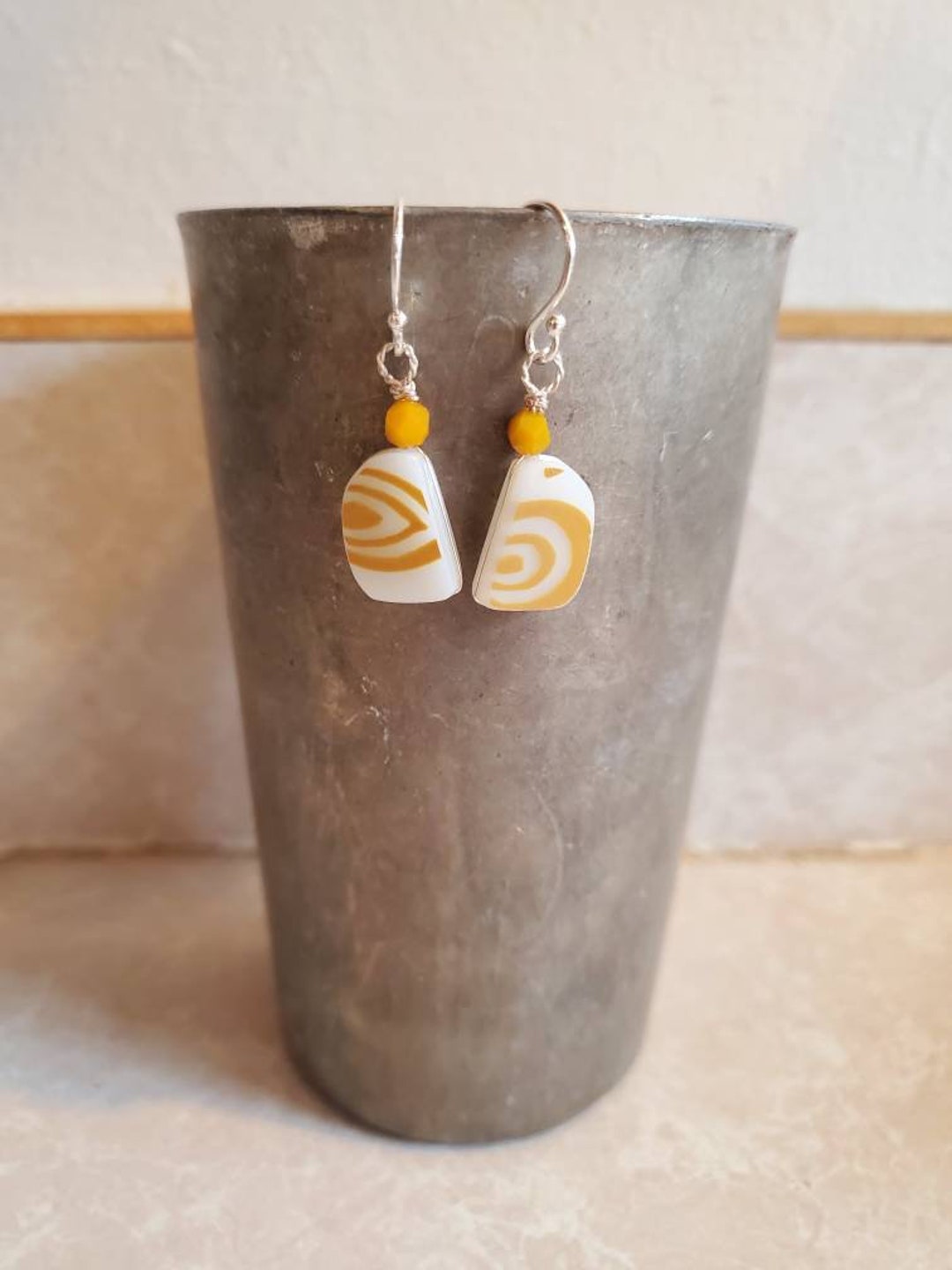 Upcycled Butterfly Gold Pyrex Sterling Earrings - Etsy