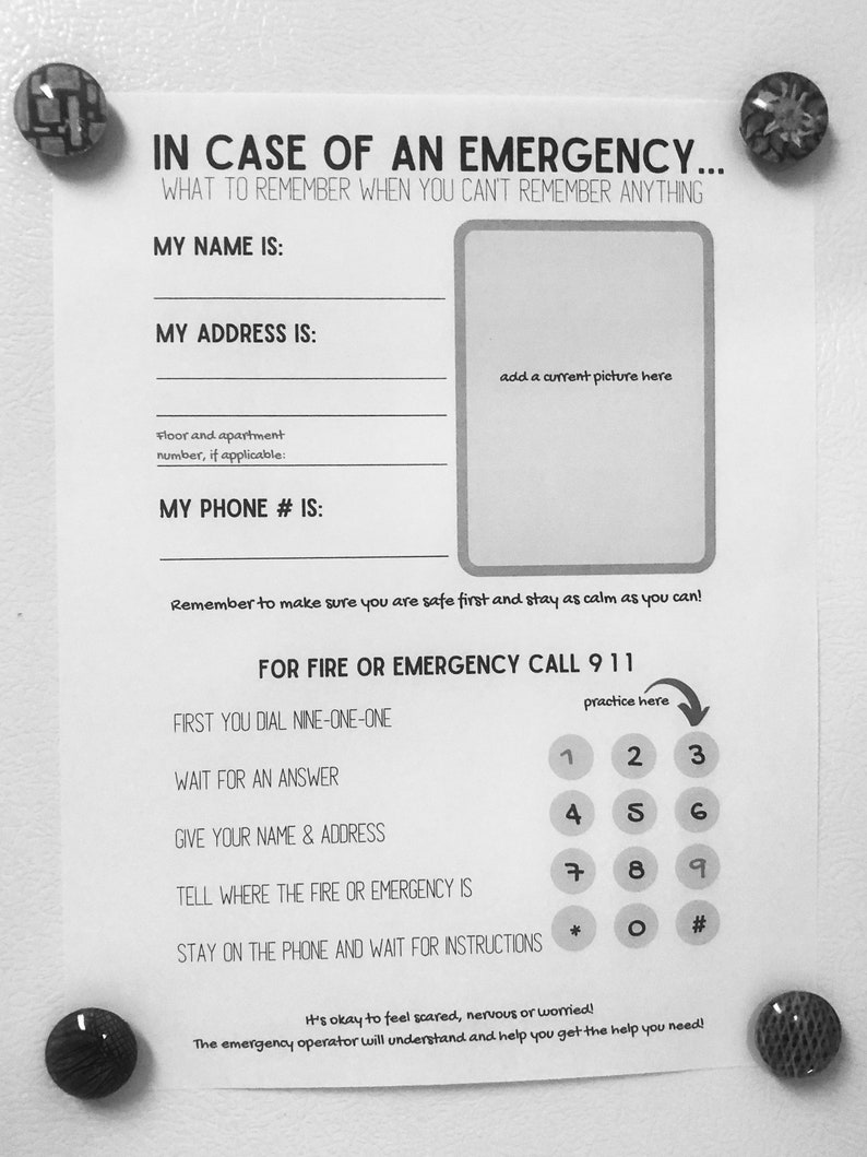 Emergency Printable, 911 Printable, Easy to Read, Simple Instructions ...