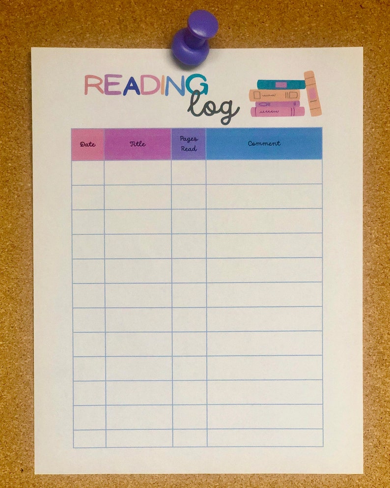 Colorful, Reading Log, Printable, Fun, Simple, Easy to Use, Kids ...