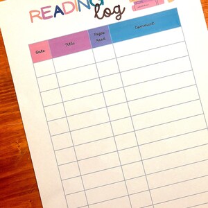 Homeschool Reading Log: Colorful, Simple, and Easy to Use (PDF File) - Etsy