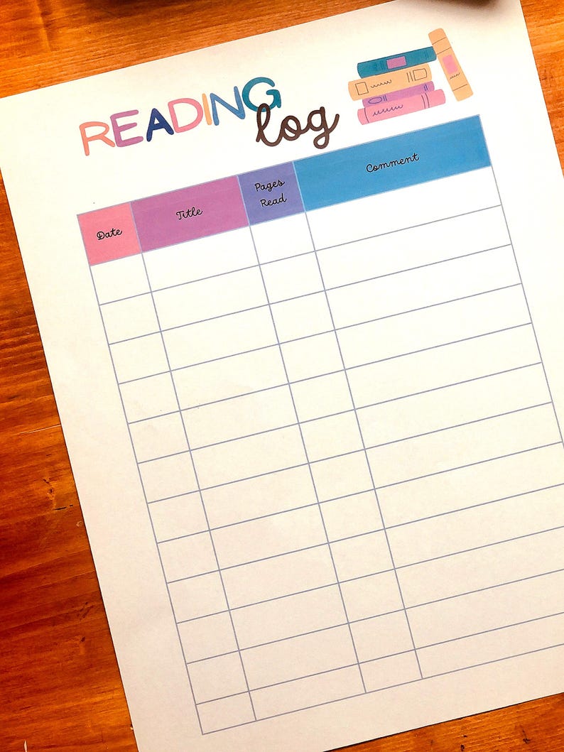 Homeschool Reading Log: Colorful, Simple, and Easy to Use (PDF File) - Etsy