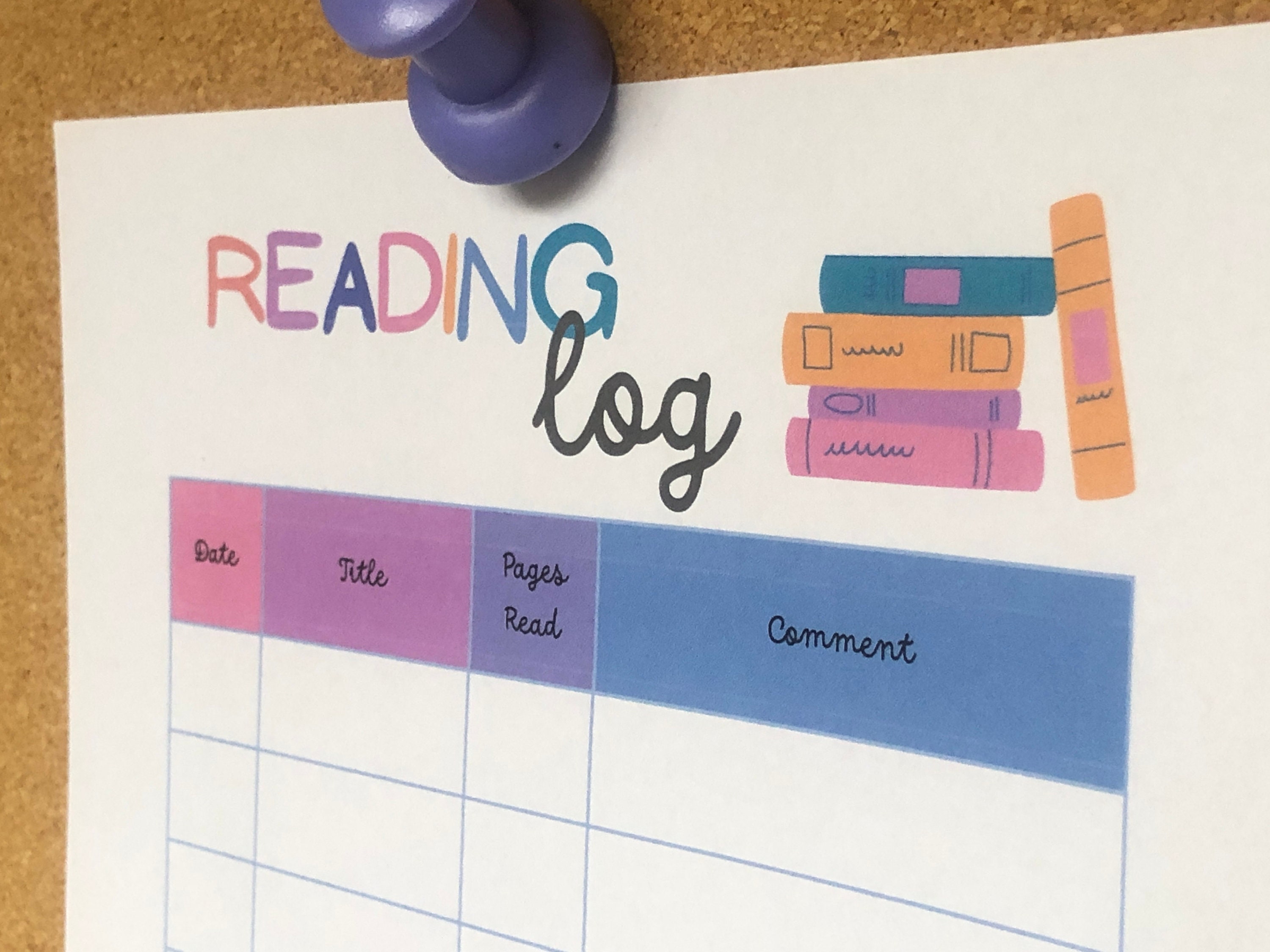 Colorful, Reading Log, Printable, Fun, Simple, Easy to Use, Kids ...