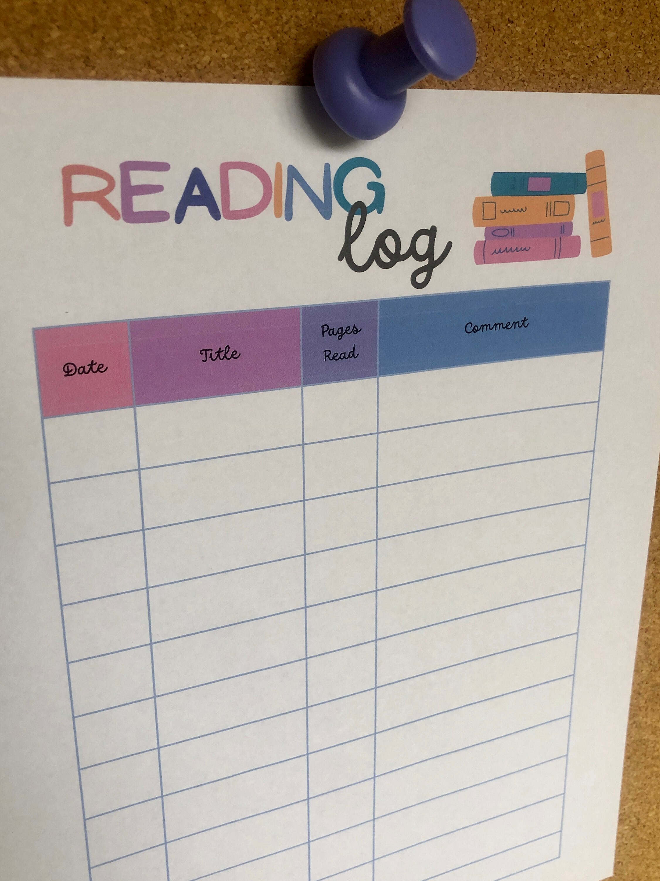 Colorful, Reading Log, Printable, Fun, Simple, Easy to Use, Kids ...