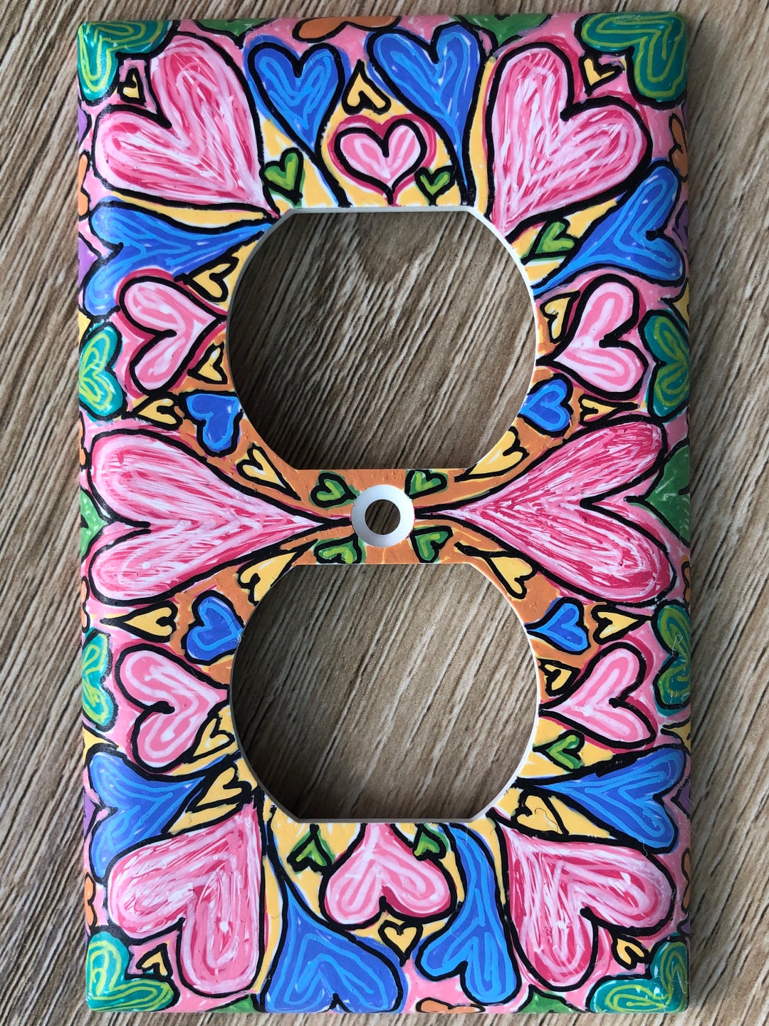 Colorful, Outlet Cover Plate, Valentine's Day, Hearts, Hand Drawn in ...