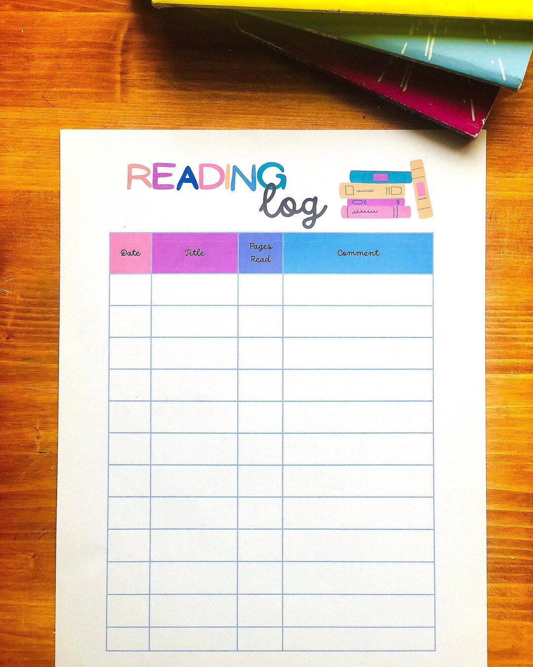 Homeschool Reading Log: Colorful, Simple, and Easy to Use (PDF File) - Etsy