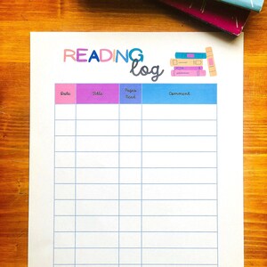 Homeschool Reading Log: Colorful, Simple, and Easy to Use (PDF File) - Etsy