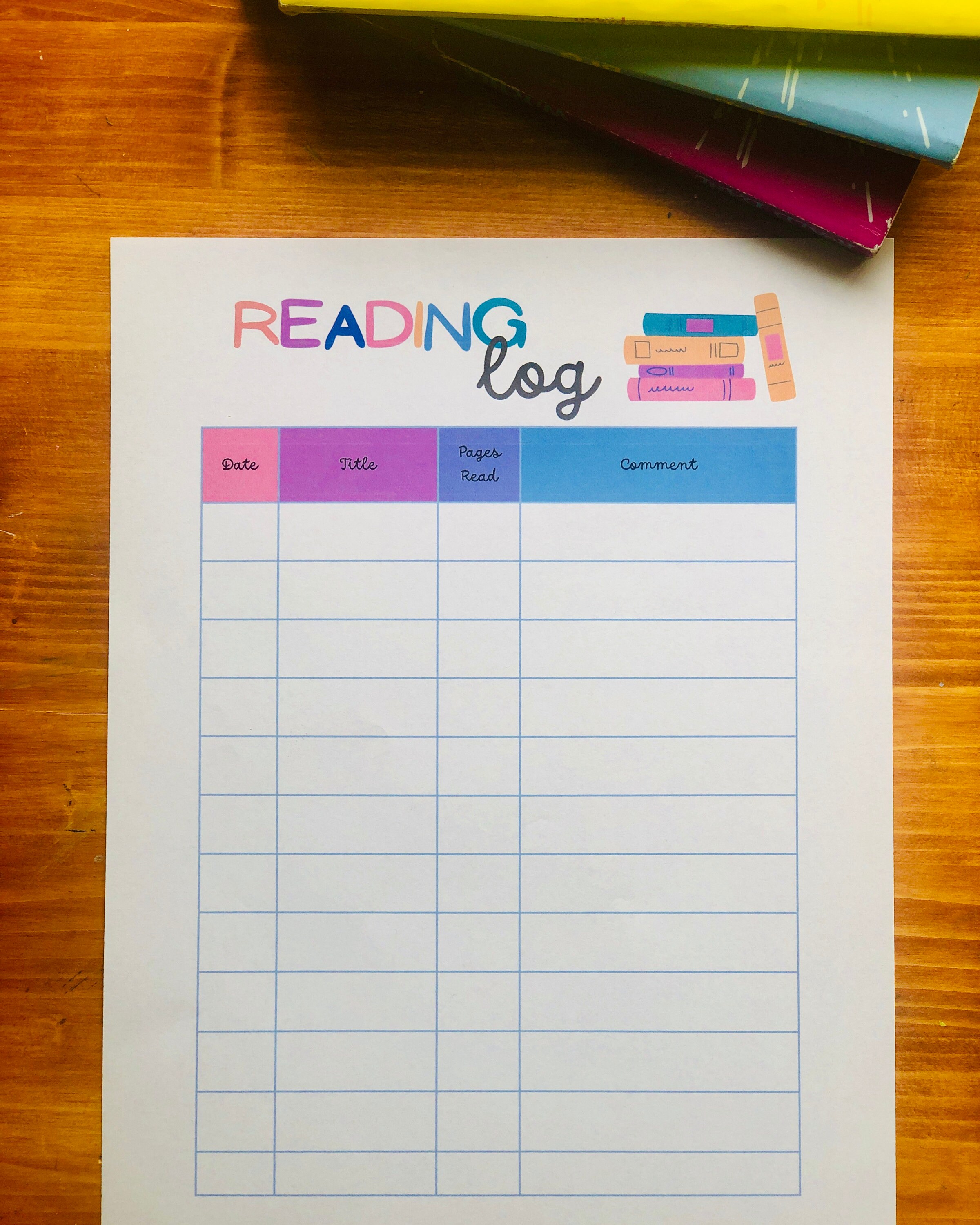 Colorful, Reading Log, Printable, Fun, Simple, Easy to Use, Kids ...