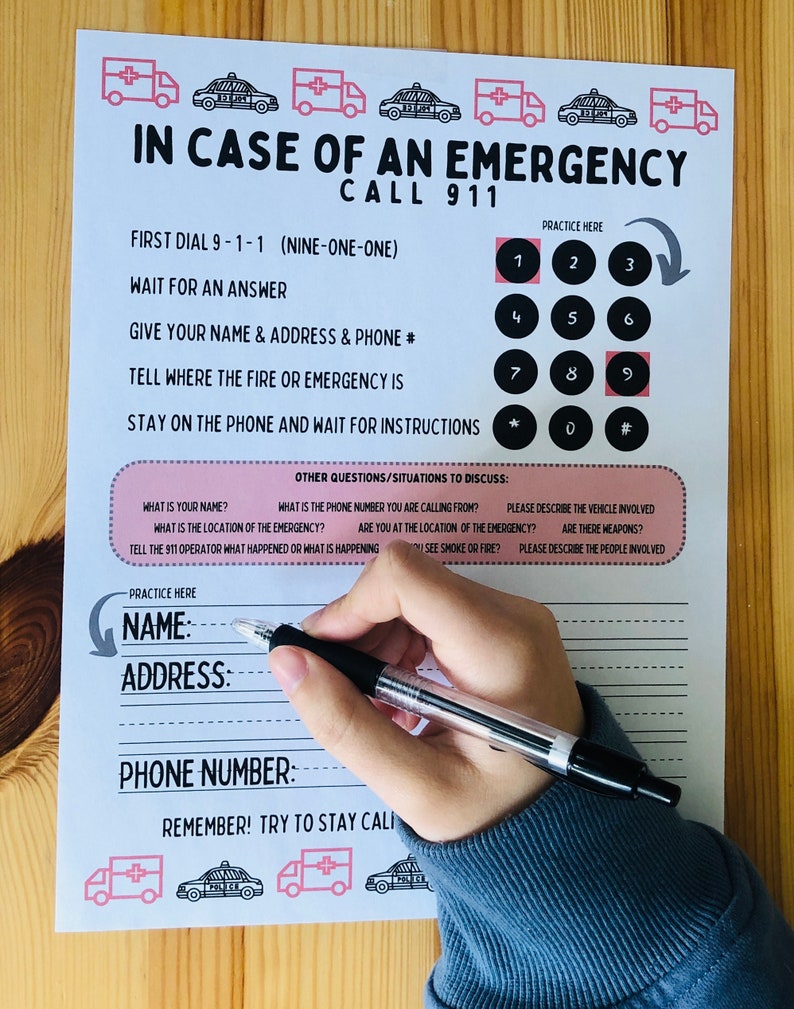 911 Emergency Practice Worksheet, Kids Safety Activity (PDF), Awareness ...