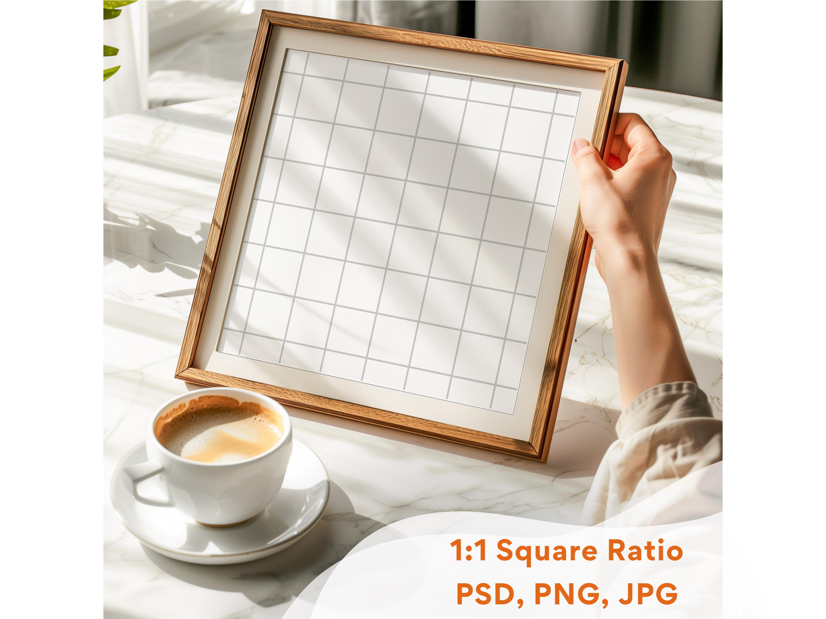 1x1 Ratio Frame Mockup With Person Square Frame Mockup PSD Template for ...