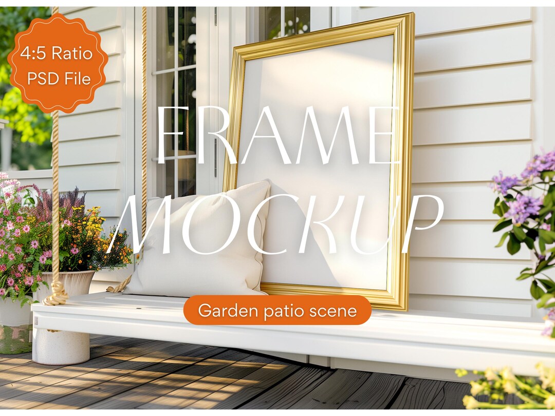 Patio Frame Mockup Outdoors Gold Frame Mockup PSD Template for Art and ...