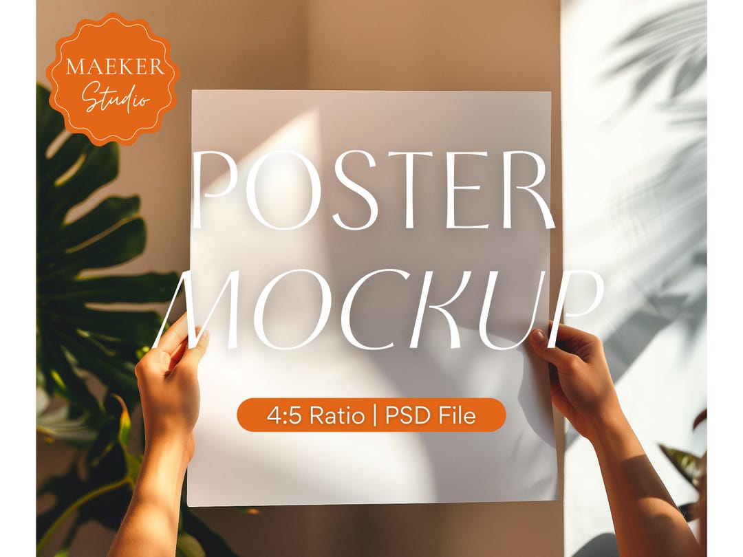 Poster Mockup With Person Vertical Poster Mockup 4x5 Ratio Paper Mockup ...