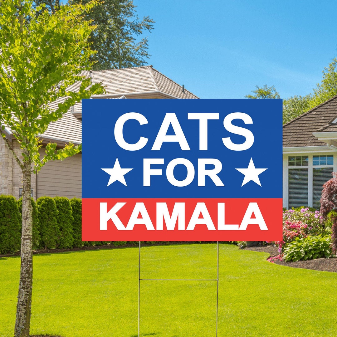 Cat for Kamala Harris Walz 2024 Garden Decor,election Vote Democrat ...