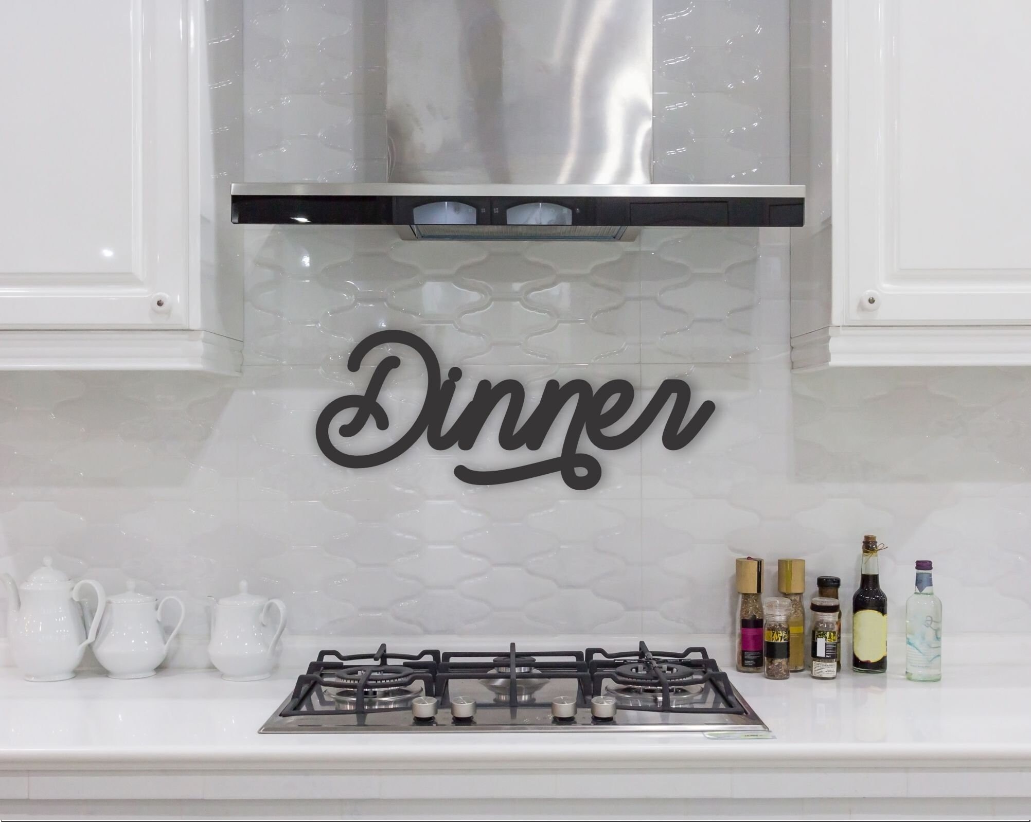 Rustic Wood Dinner Cutout Sign Farmhouse Kitchen Decor Laser Cut Dinner ...
