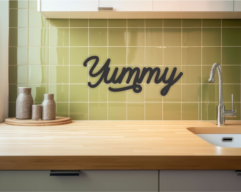 Rustic Wood Yummy Cutout Sign Farmhouse Kitchen Decor Laser Cut Yummy ...