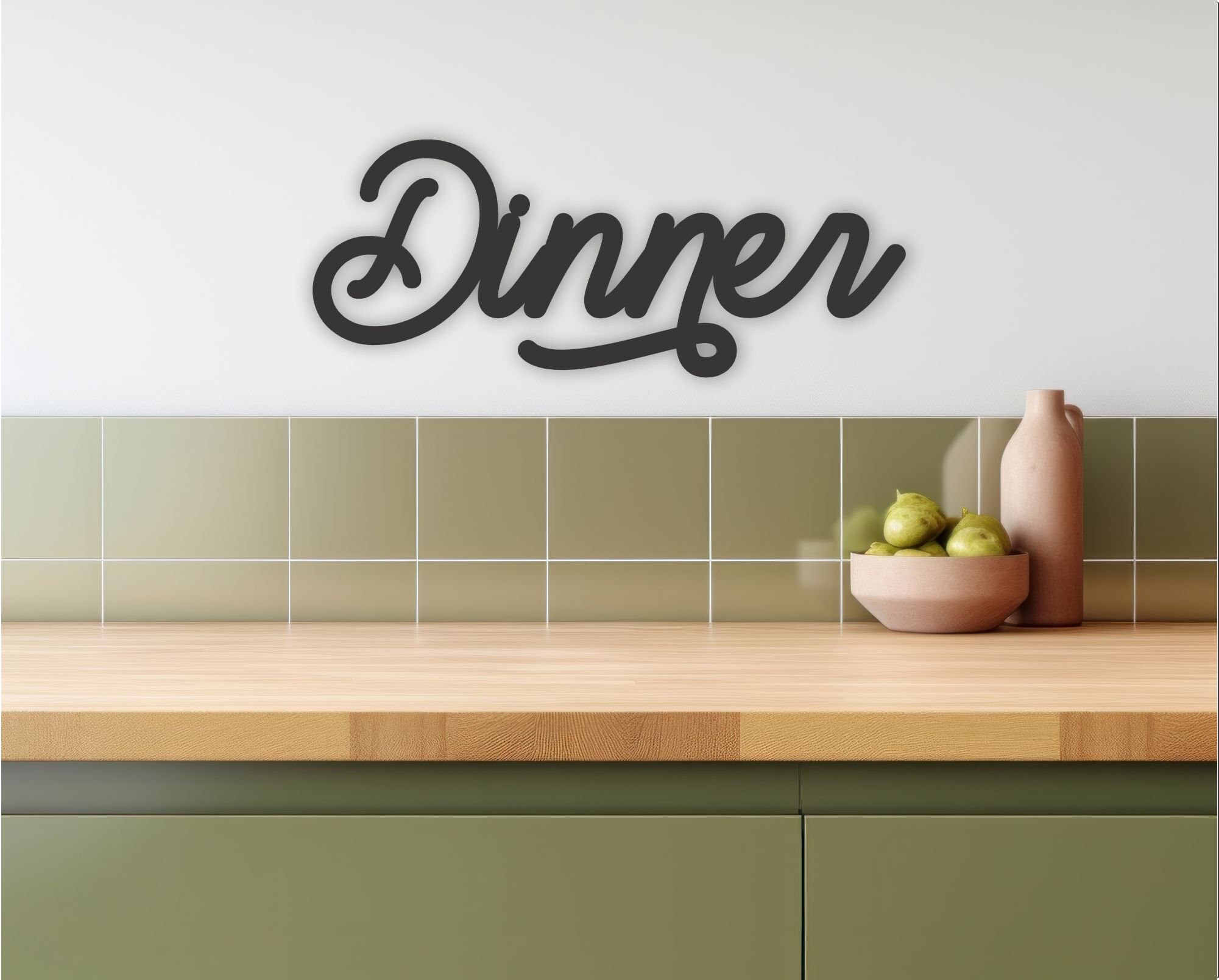 Rustic Wood Dinner Cutout Sign Farmhouse Kitchen Decor Laser Cut Dinner ...