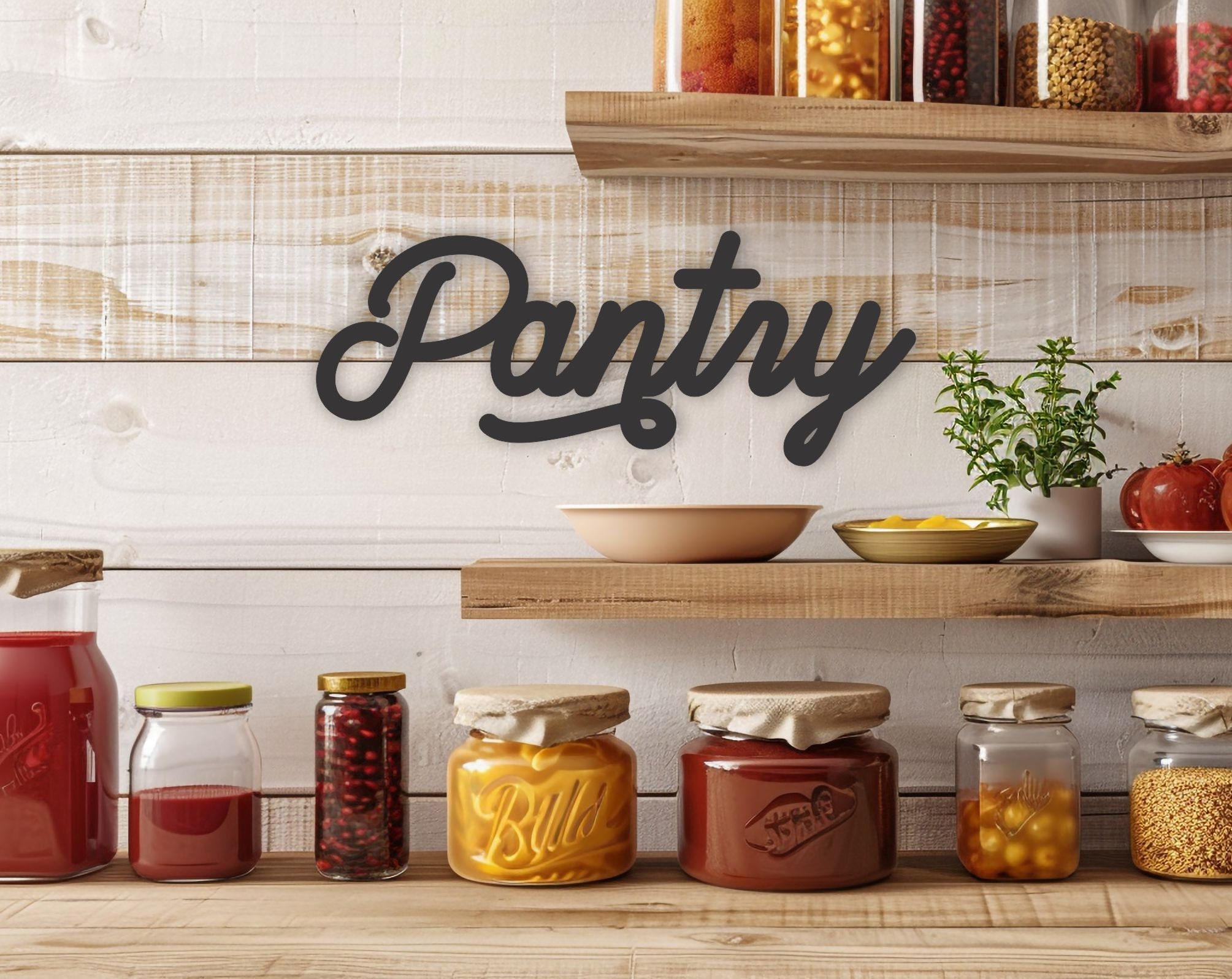Rustic Wood Pantry Cutout Sign - Farmhouse Kitchen Decor - Laser Cut ...