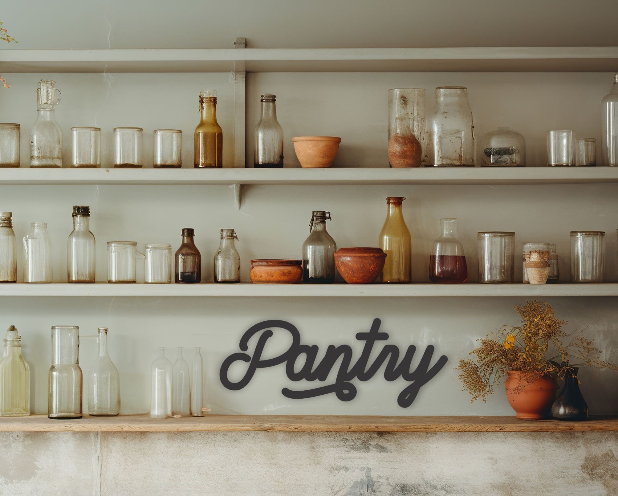 Rustic Wood Pantry Cutout Sign Farmhouse Kitchen Decor Laser Cut Panrty ...