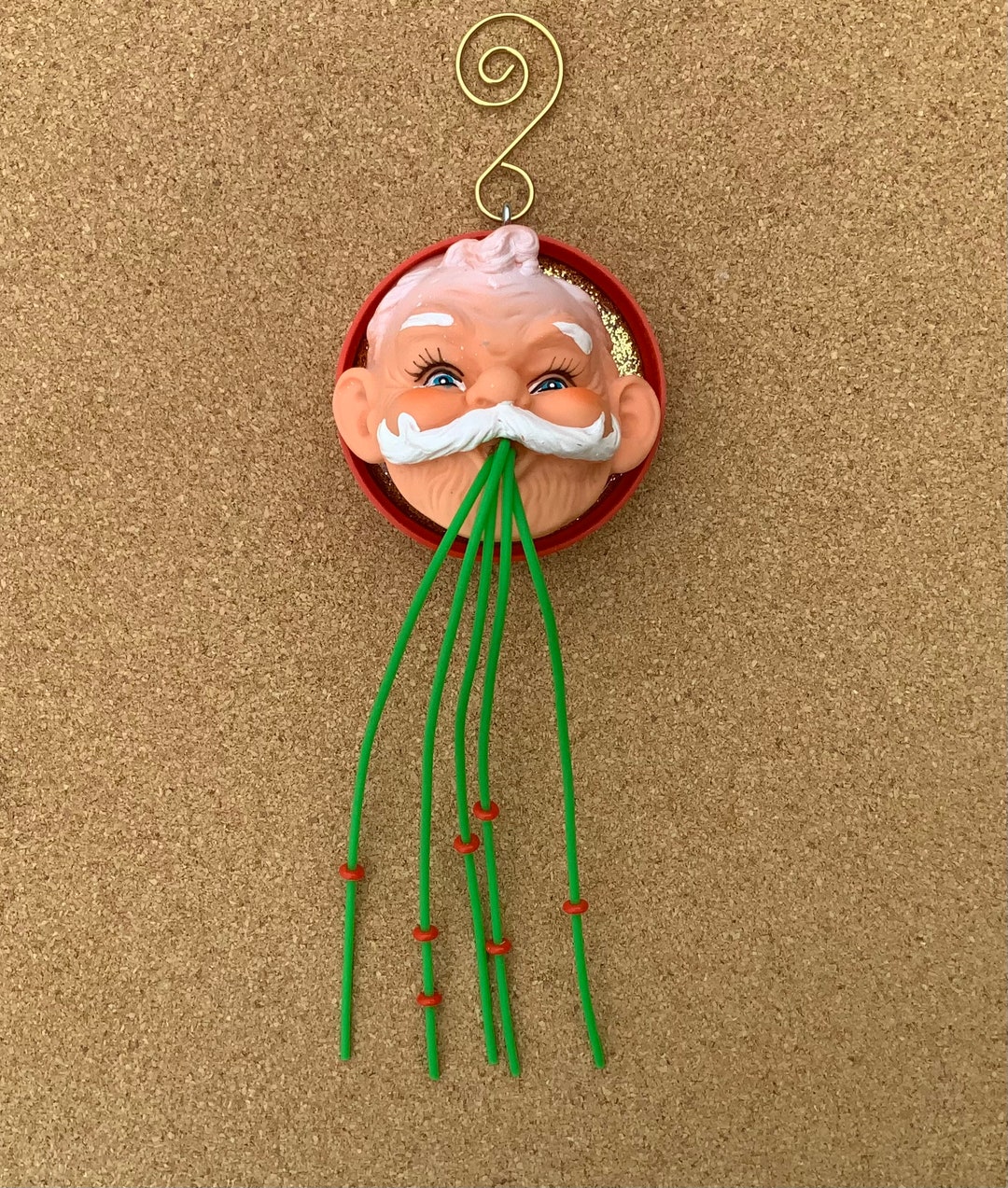 Upcycled Vomiting Santa Claus Doll Face Ornament, Weird Holiday Party ...