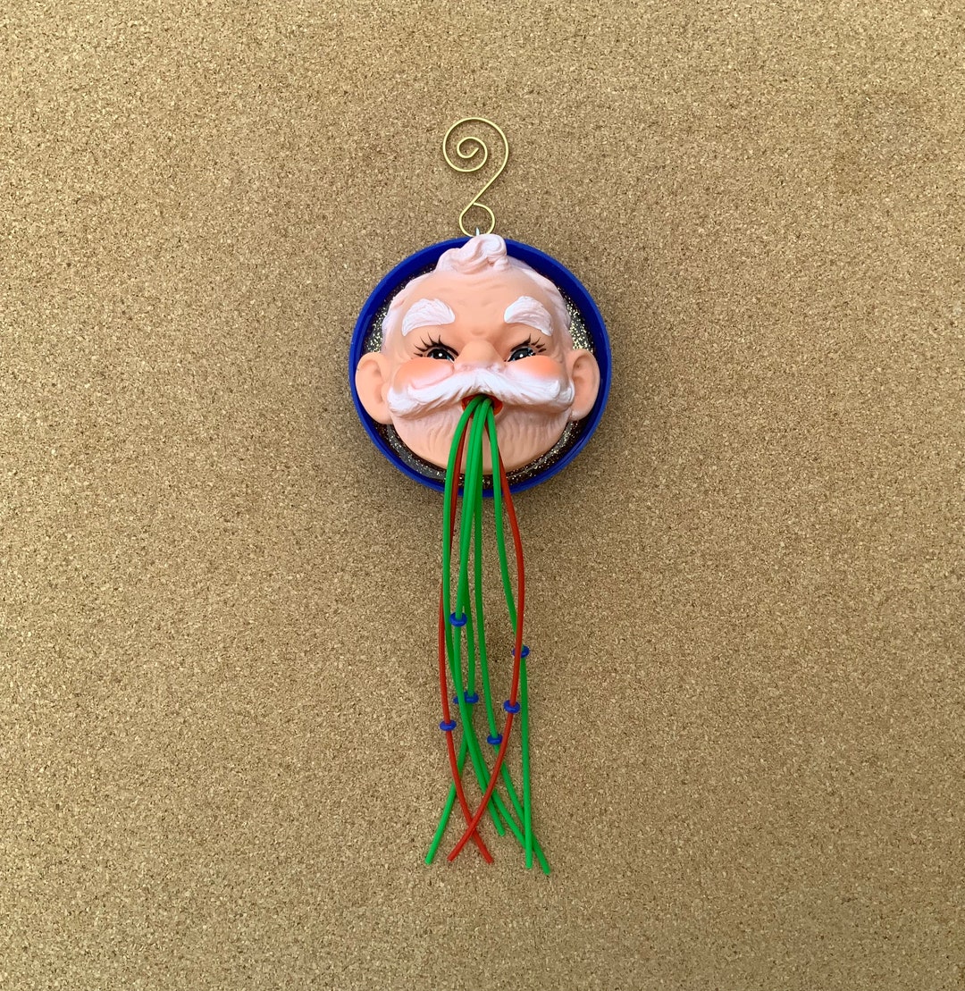 Vomiting Santa Claus Doll Face Ornament, Holiday Party Favor, White ...