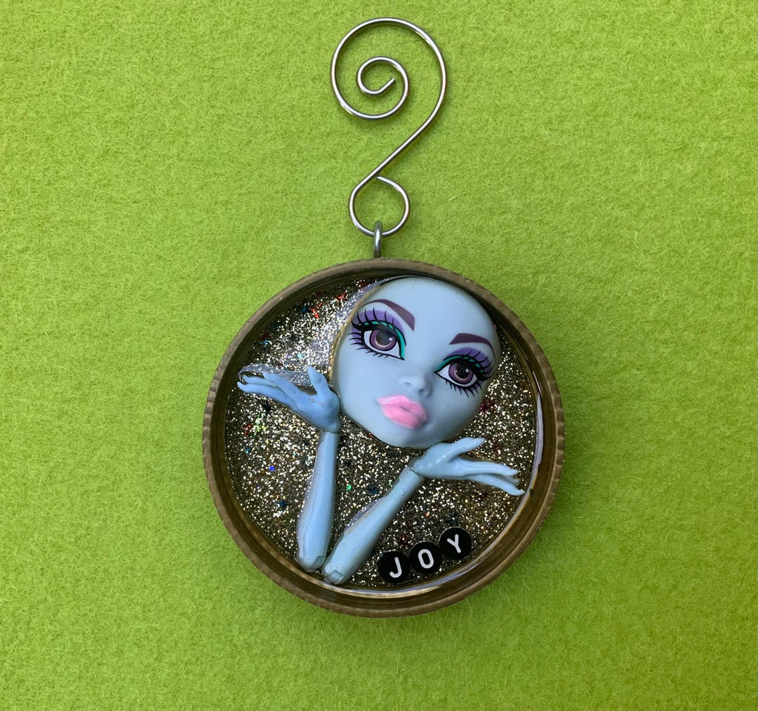 Strange Upcycled Blue Dol Christmas Ornamentl, Small Wall Decor, Home ...