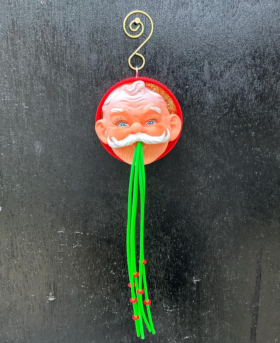 Upcycled Vomiting Santa Claus Doll Face Ornament, Weird Holiday Party ...