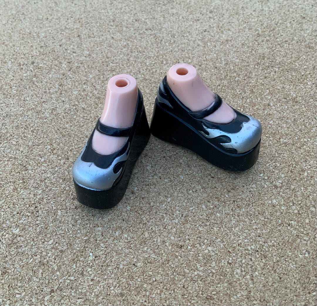 Vintage Bratz Doll Flame Shoes Two Tone Silver and Black Mary Janes - Etsy