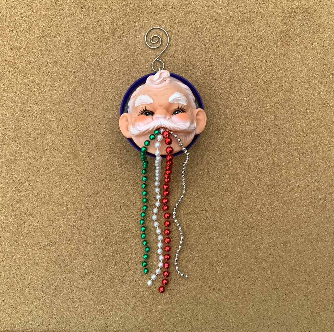 Upcycled Vomiting Santa Claus Doll Face Ornament, Festive Fun - Etsy