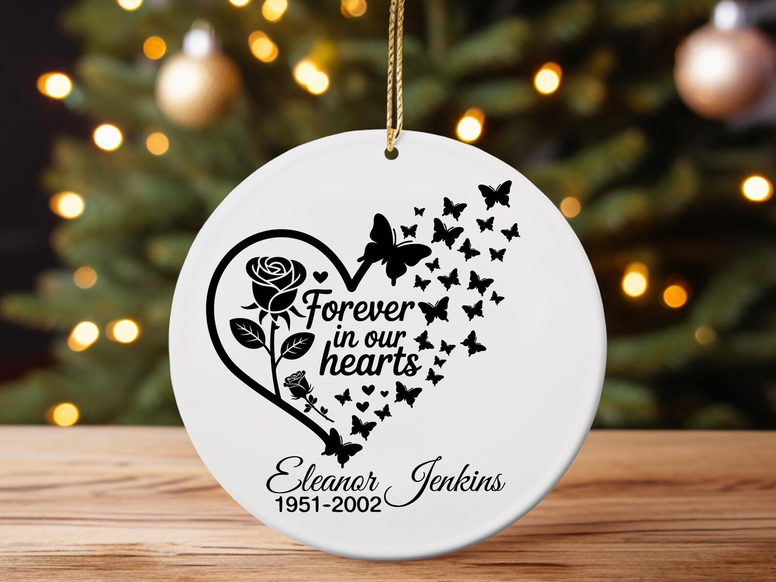 Forever in Our Hearts Memorial PNG, in Loving Memory Butterfly Rose ...