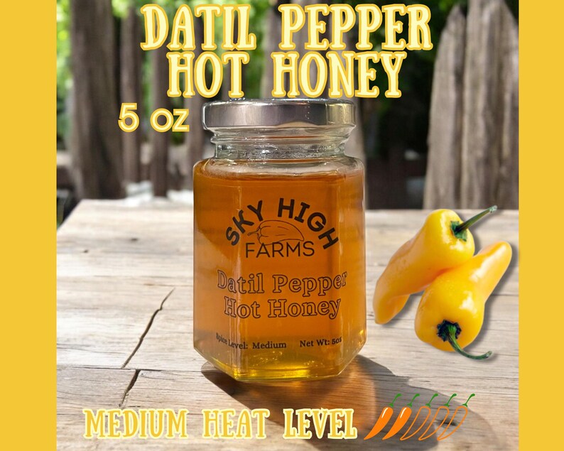 Datil Pepper Hot Honey 5oz | Sweet and Spicy Hot Honey - Etsy