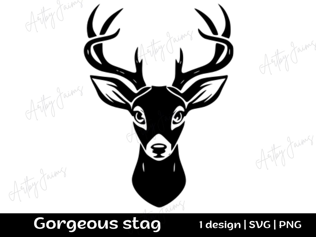 Stag Head SVG, Majestic Deer Clipart, Antler Animal Silhouette PNG ...